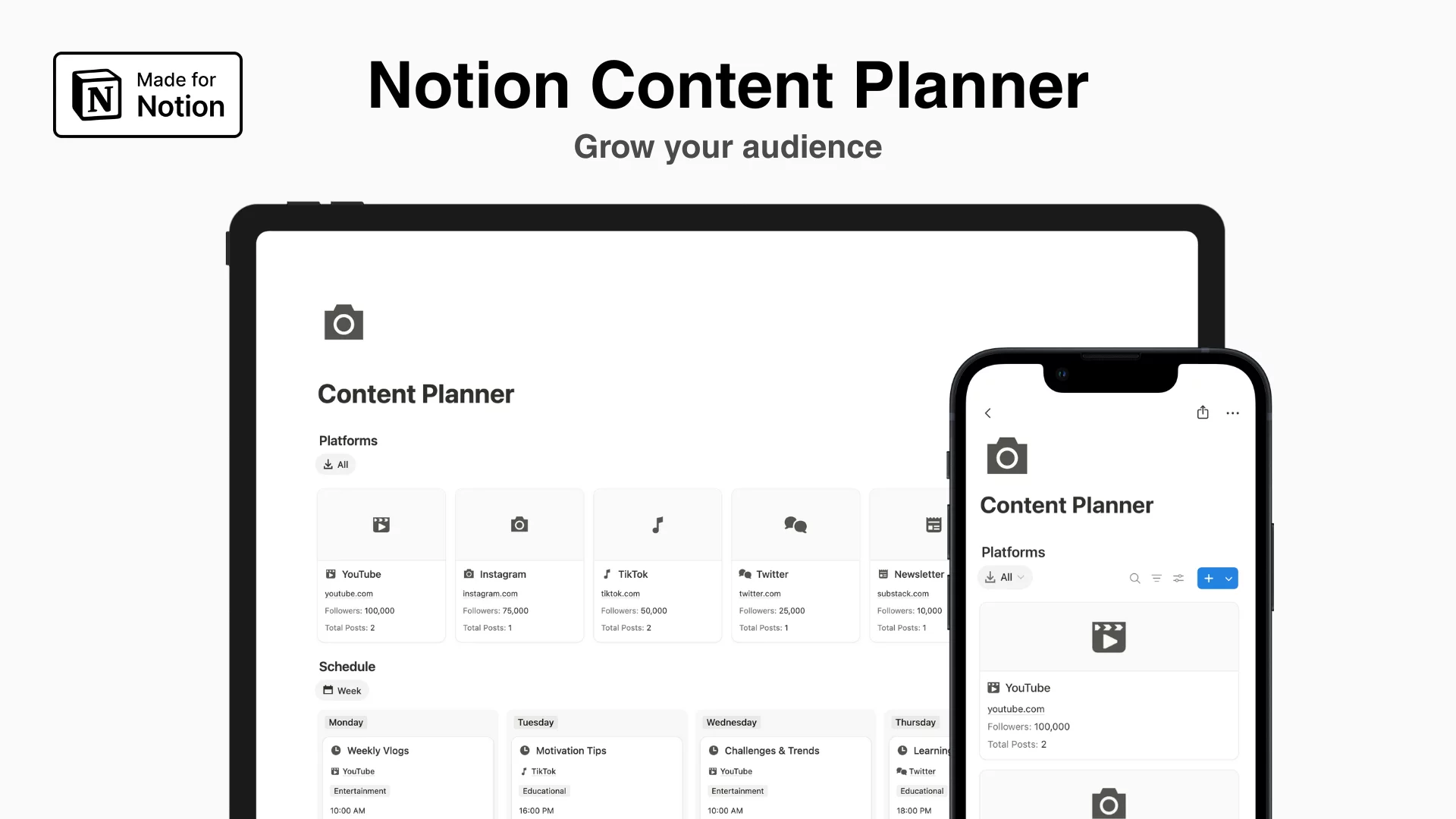 Notion Content Planner - Creator Template